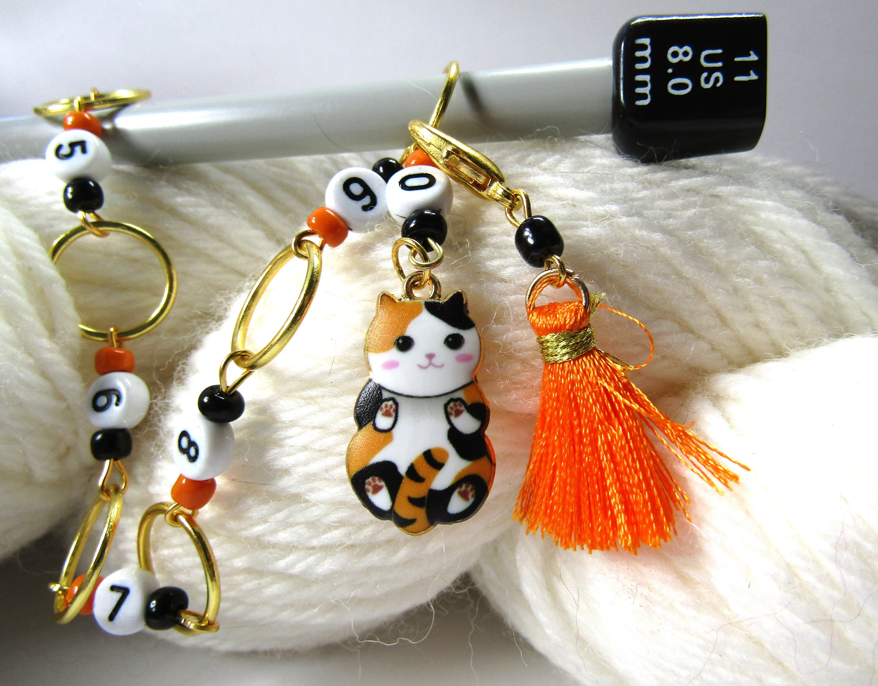 Calico Cat Knitting Row Counter, Chain Row Counter Gift for Knitter ...