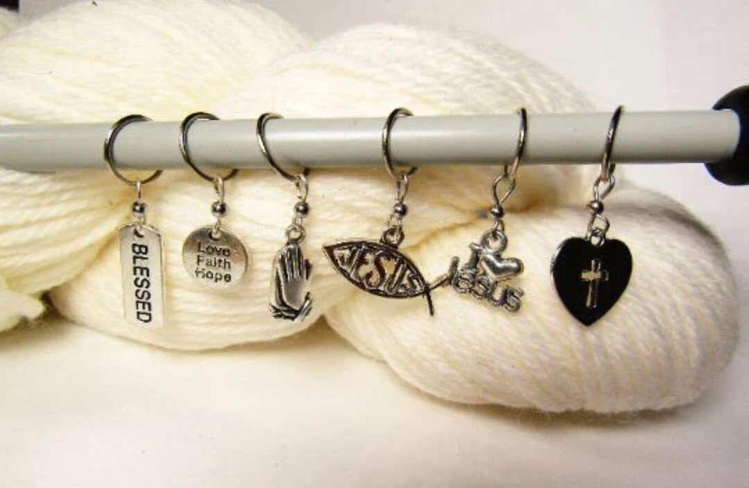 Faith Based Stitch Markers, Set of 6 Christian Themed Ring Markers ...