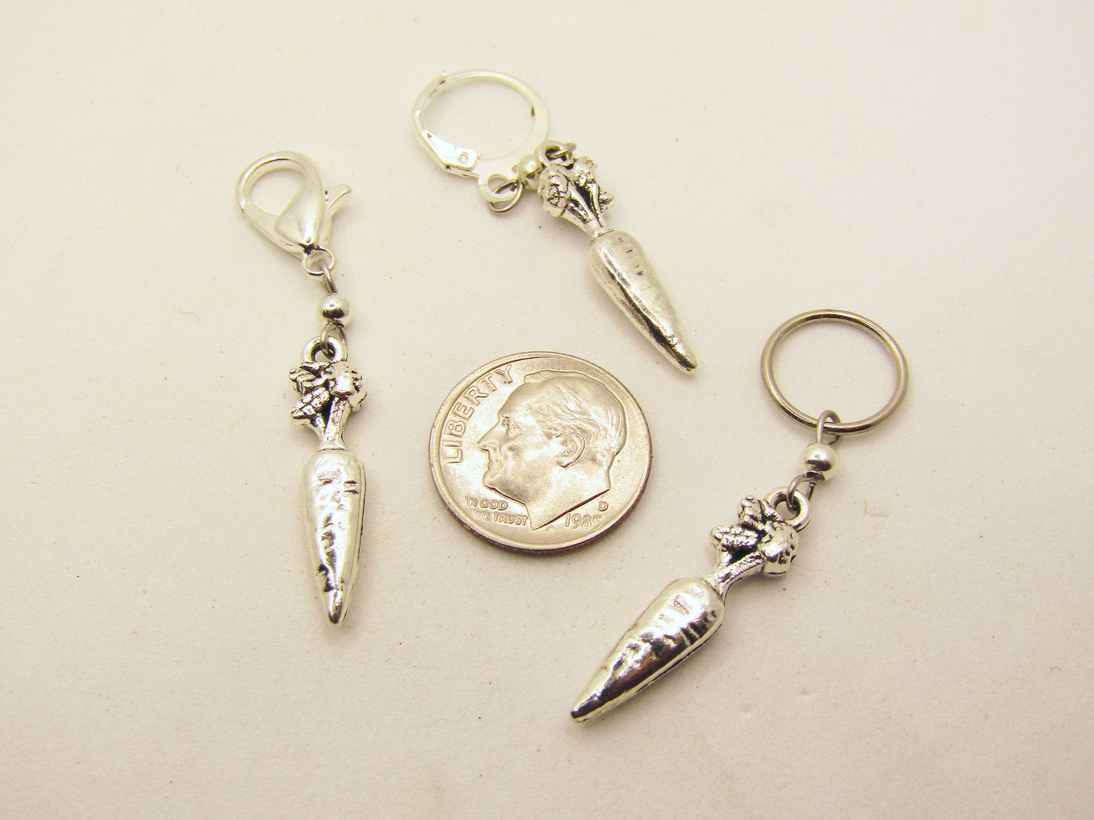 Carrot Stitch Marker, Silver Carrot Progress Keeper, Carrot Vegetable ...