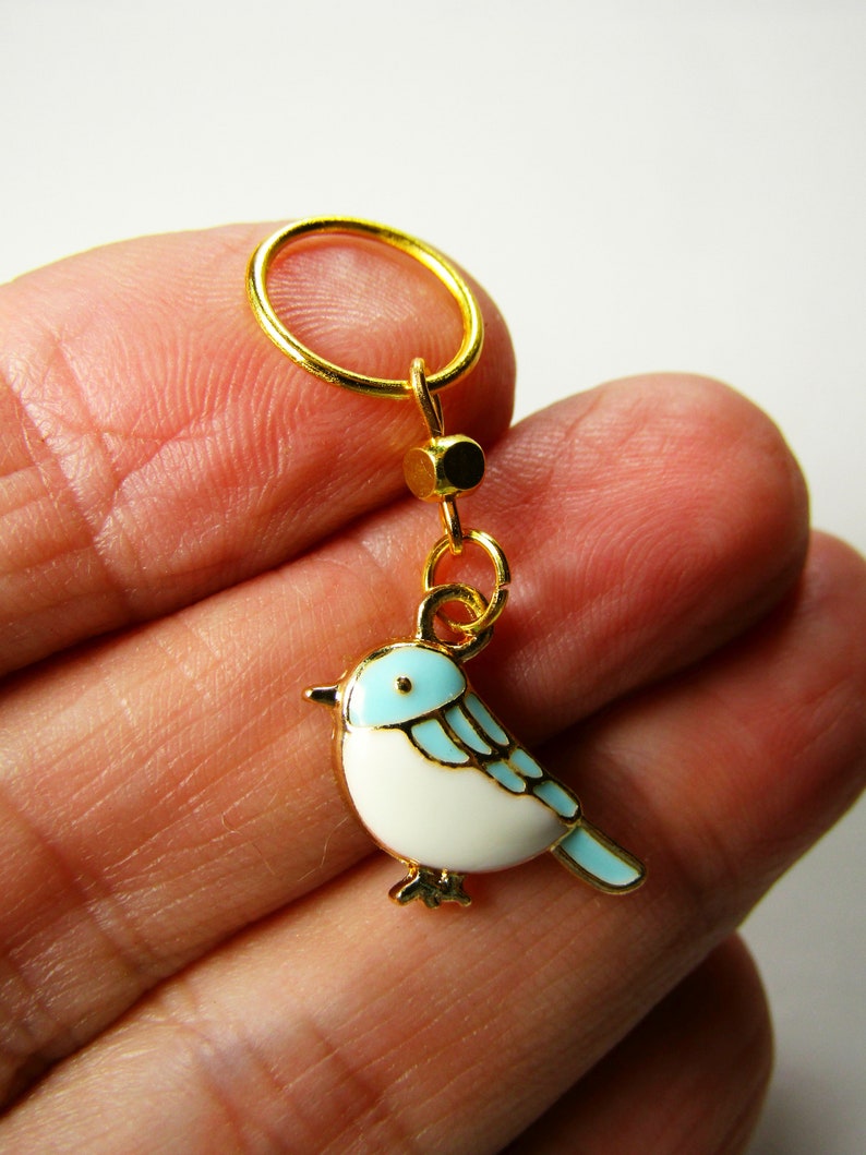 Bird Stitch Marker, Little Blue Bird Progress Keeper, Bird Gift for ...