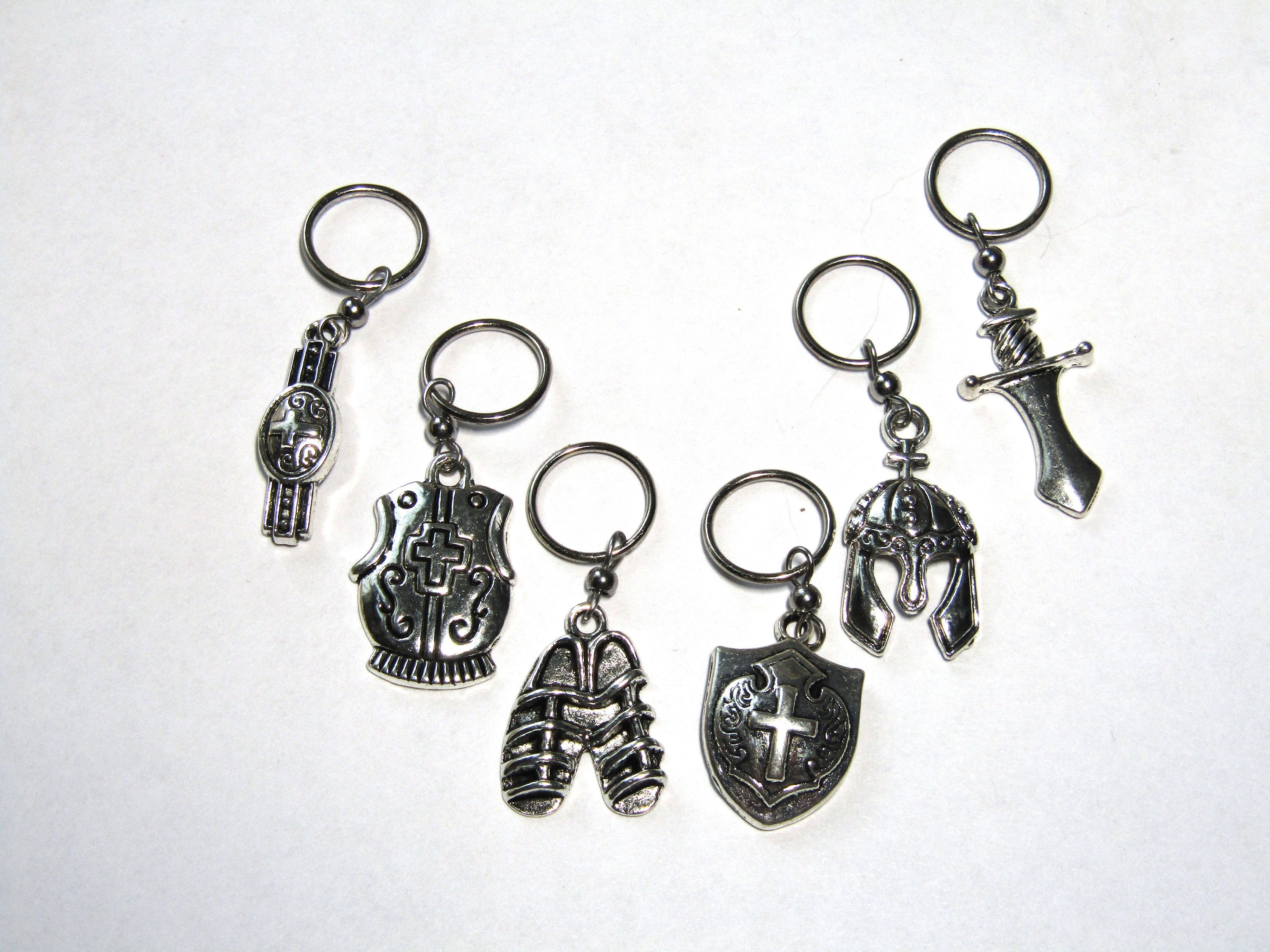 Armor of God Stitch Markers, Set of 6 Religious Themed Ring Markers ...