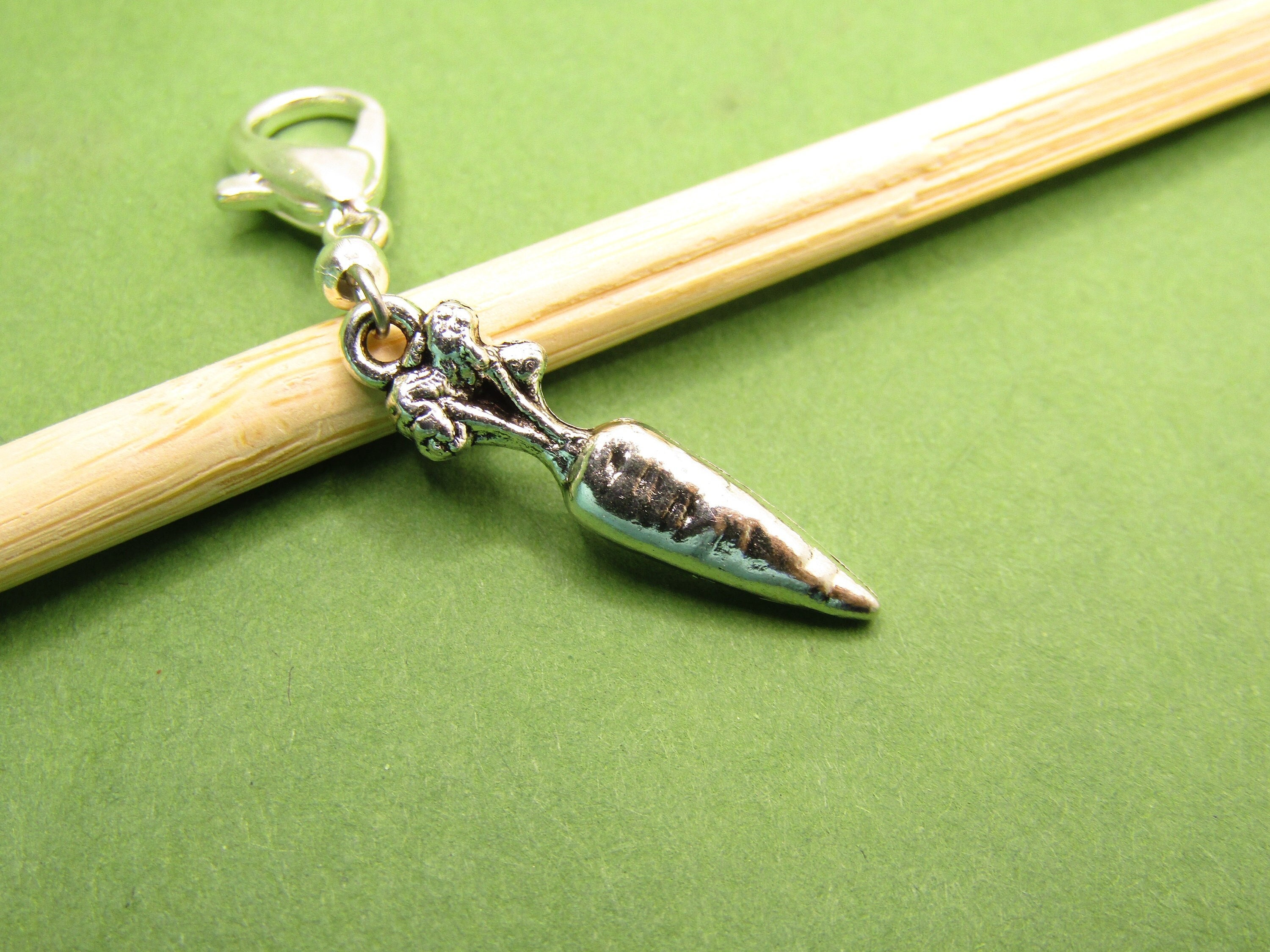 Carrot Stitch Marker, Silver Carrot Progress Keeper, Carrot Vegetable ...
