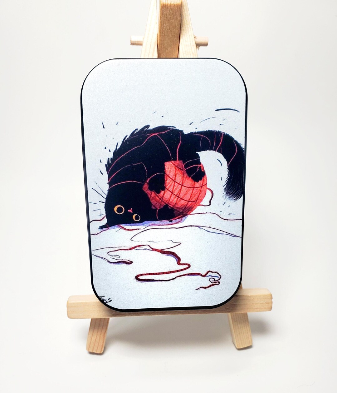 Black Cat and Ball of Yarn Tin Knit or Crochet Tool Kit Gift, Knitter's ...