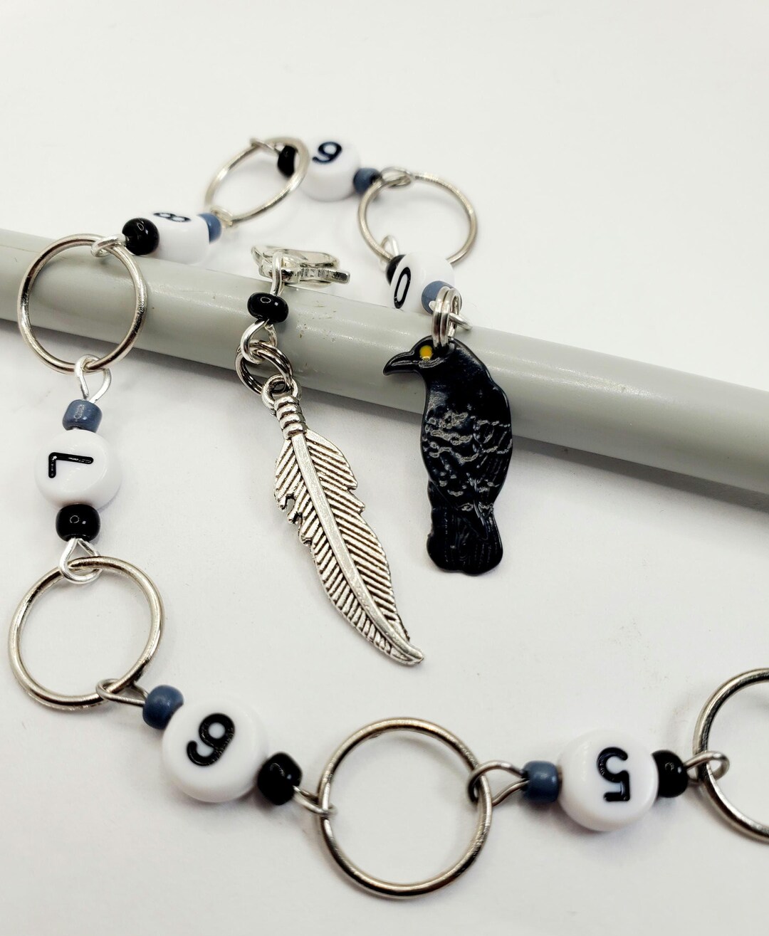 Raven and Feather Knitting Row Counter, Chain Row Counter Gift for ...