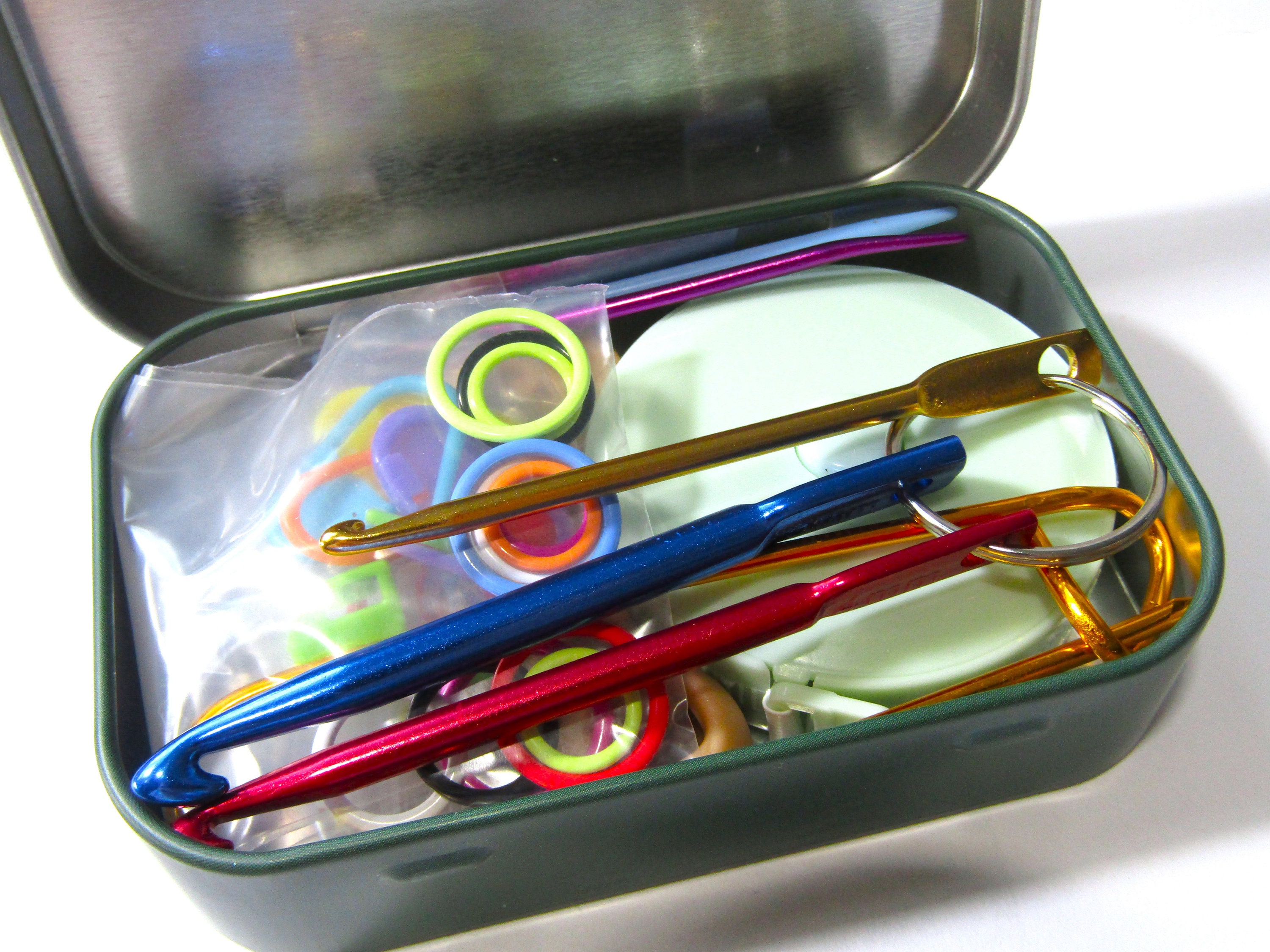 Knitter's Tool Kit Tin, Skeleton Goth Knit Gift, Knitter Survival Kit ...