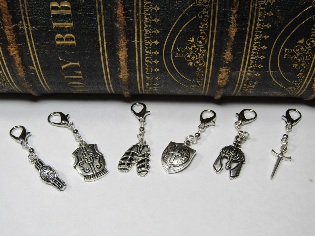 Armor of God Stitch Markers, Set of 6 Religious Themed Lobster Clasp ...