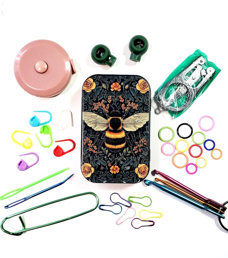 Bee Knitter's Tool Kit Gift, Honeybee Knitter's Survival Kit or Travel ...