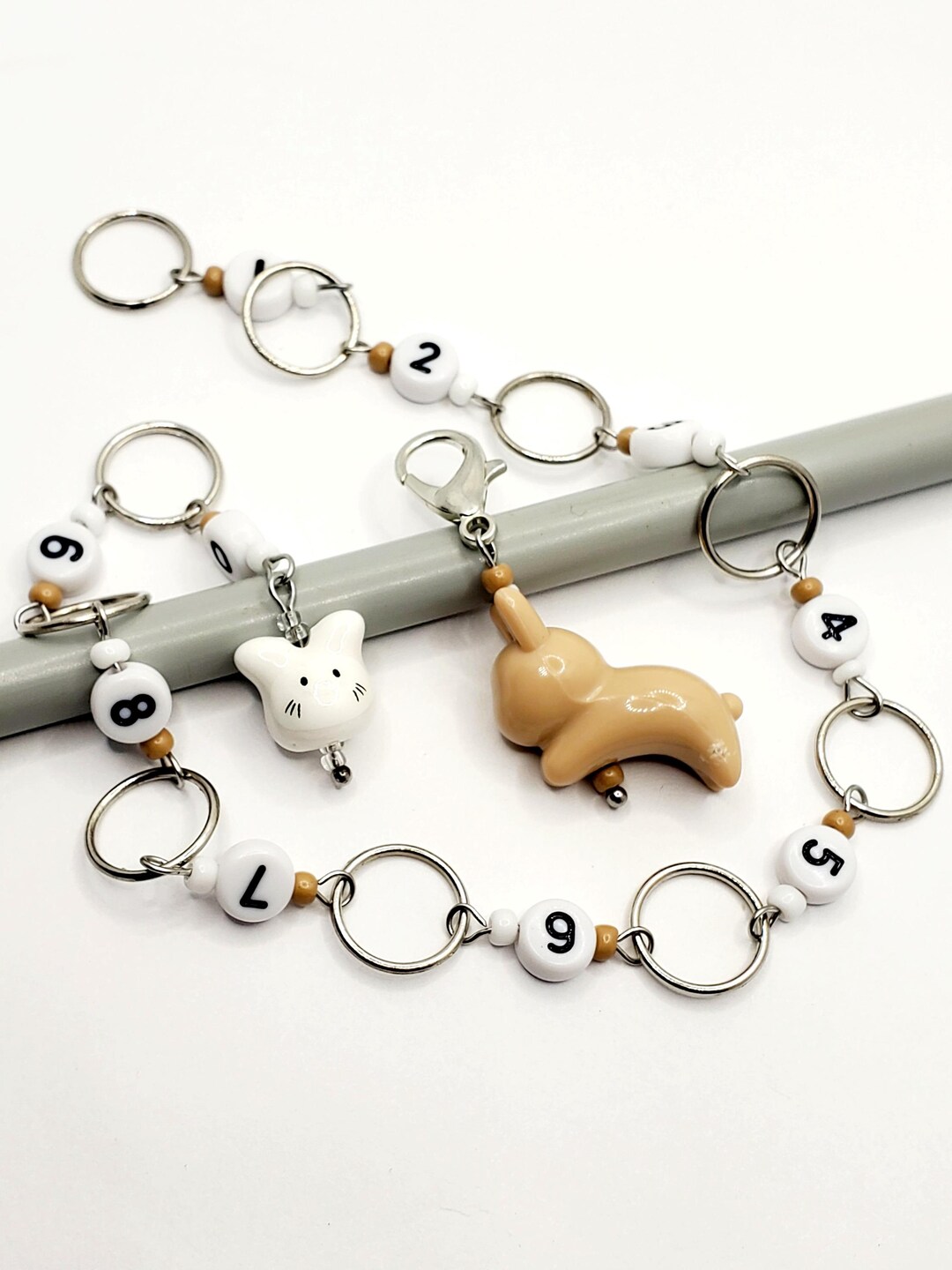 Brown Bunny Rabbit Snag-free Knitting Chain Row Counter, Rabbit ...