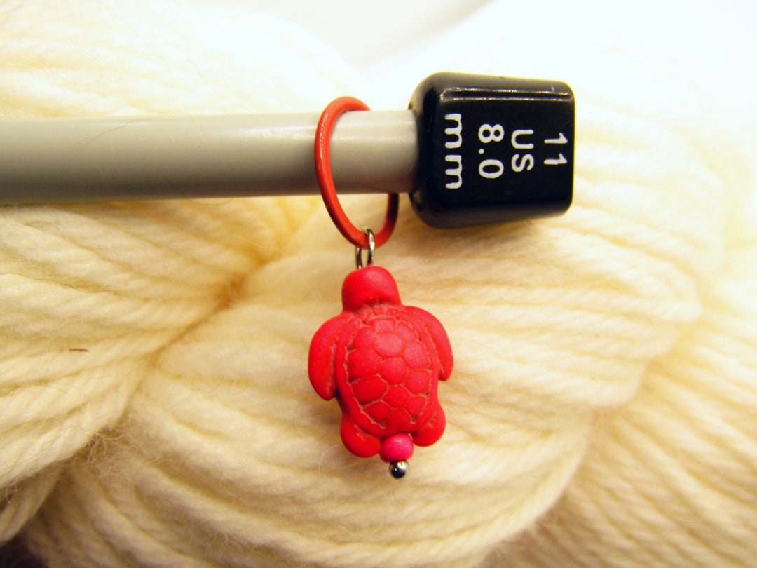 Coral Pink Turtle Stitch Marker, Sea Turtle Stitch Marker for Knit or ...