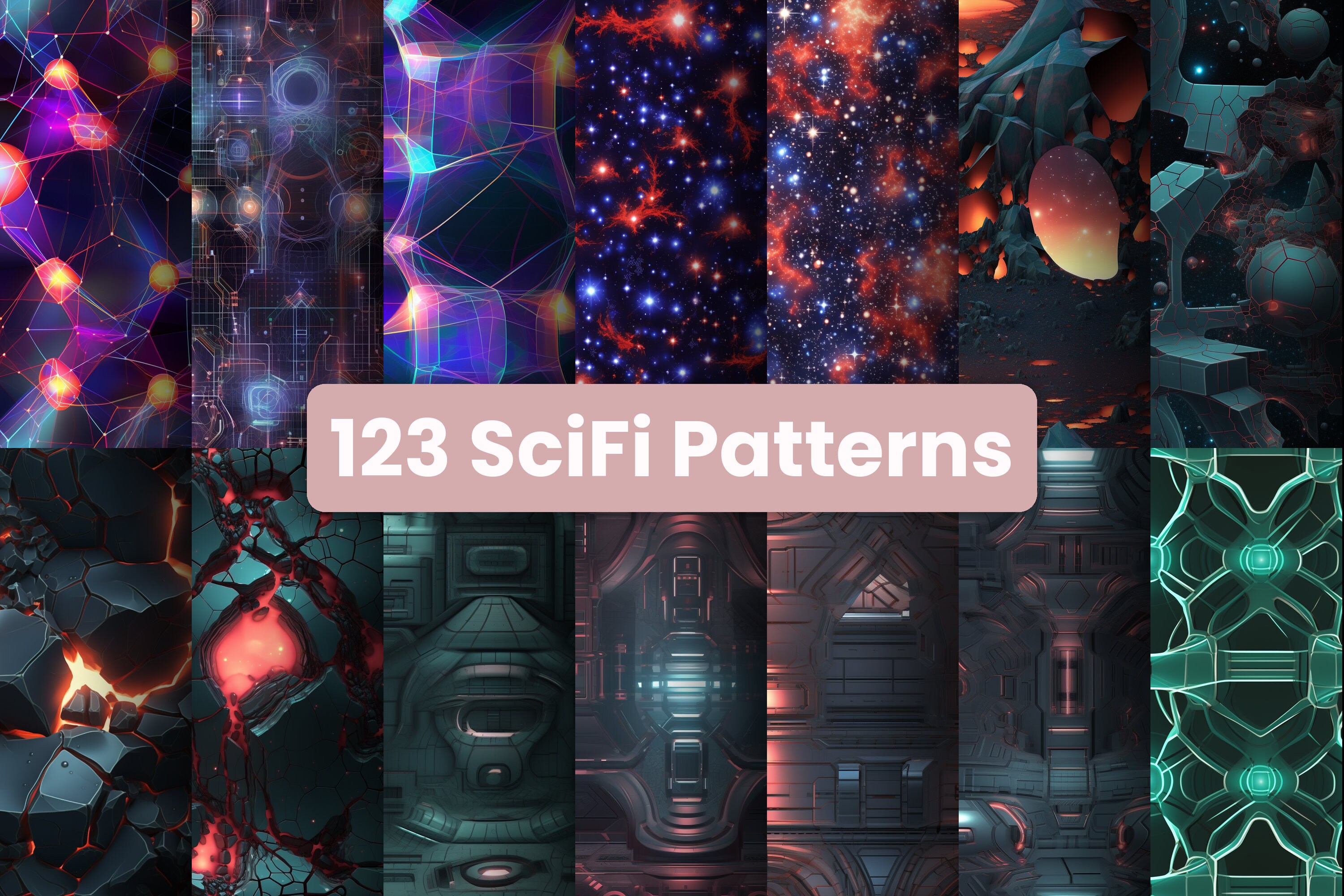 Sci-fi Seamless Pattern Pack 120 Futuristic Digital Design - Etsy