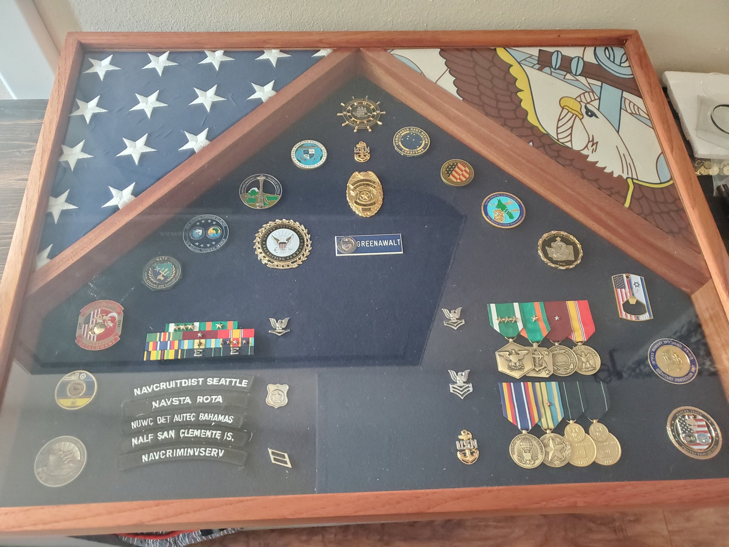 Custom 2 Flag Retirement Shadow Box: Display and Preserve Your Military ...