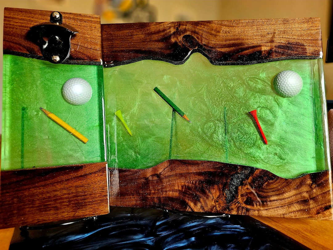 Exquisite Golf-themed Epoxy River Charcuterie Board and Matching Bottle ...