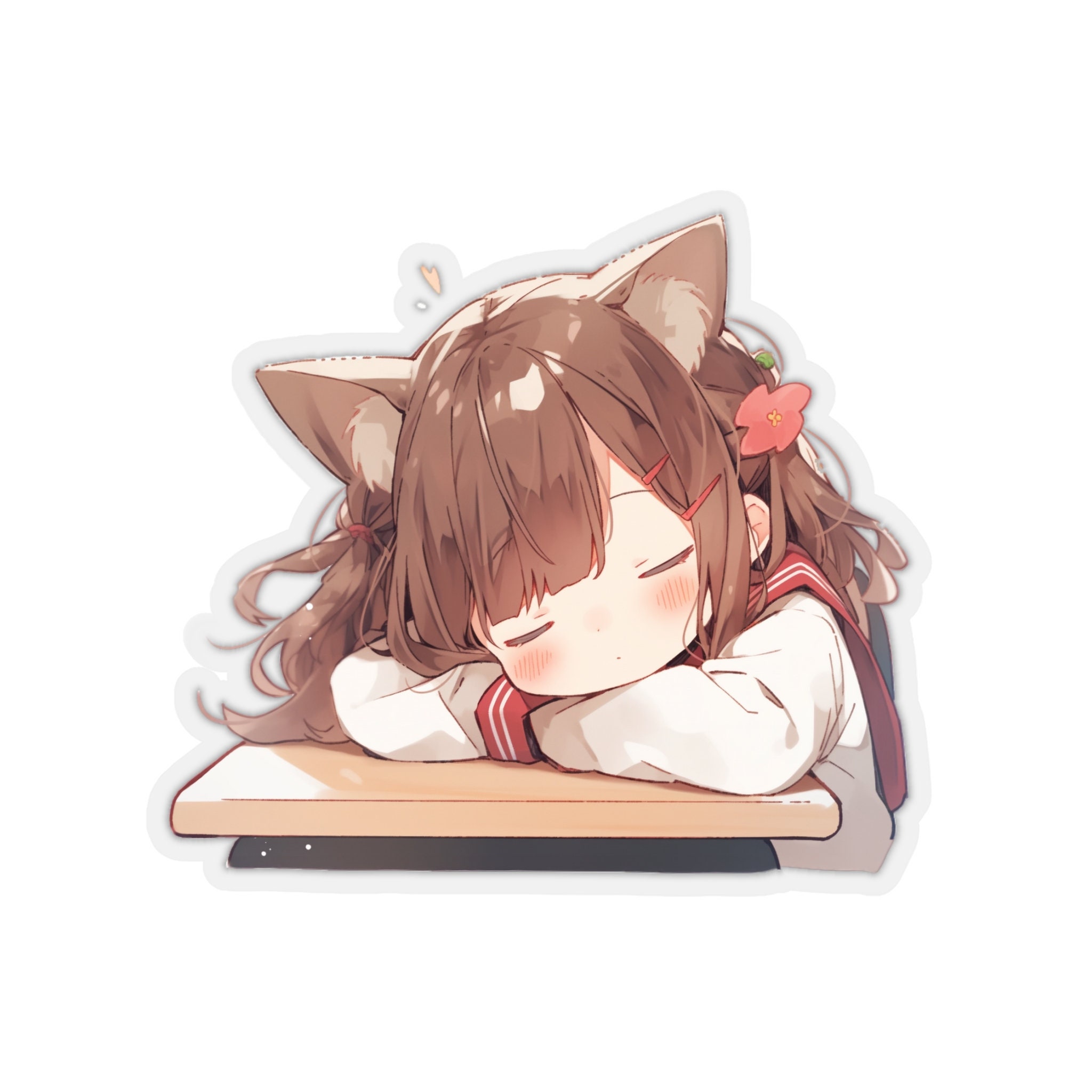 Cute Anime Girl Sleeping in Class Sticker Back to School Kawaii Manga ...