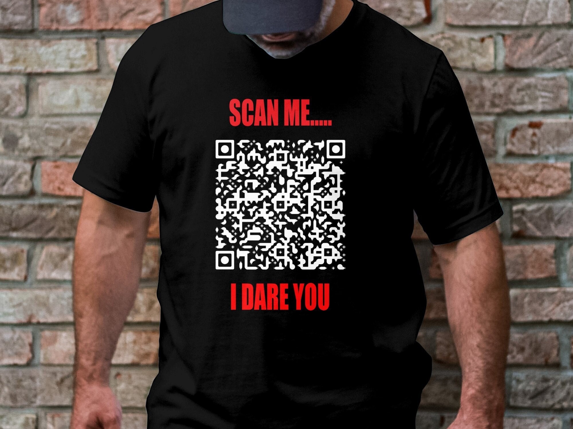 Custom QR Code T-shirt Scan Me I Dare You Unique Interactive Tee for ...