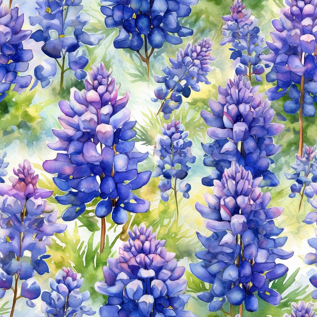 Texas State Flower - Bluebonnet - Flower Pattern Seamless (4) - Etsy