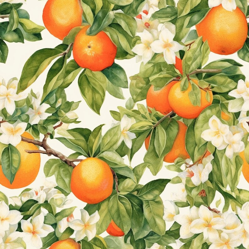 Florida State Flower - Orange Blossom - Flower Pattern Seamless (4) - Etsy