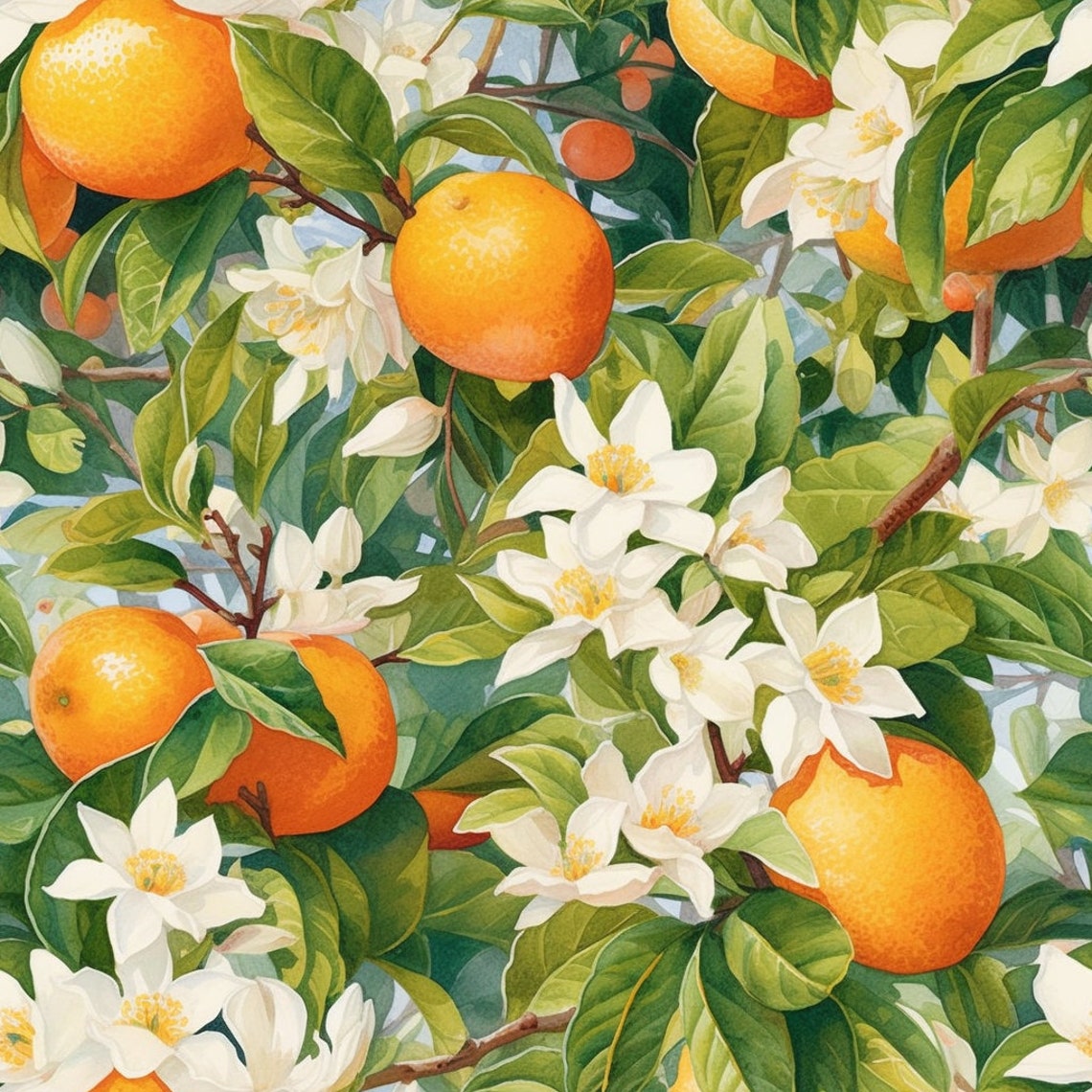 Florida State Flower - Orange Blossom - Flower Pattern Seamless (4) - Etsy