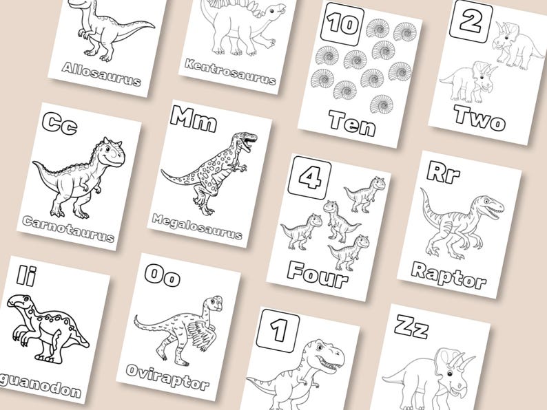 ABC Dinosaurs Coloring Pages Printable, A-Z 123 Alphabet Coloring Book ...