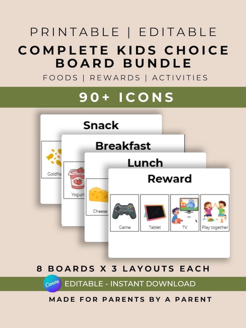 Choice Board Bundle for Kids, Food + Reward + Activity Visual Supports ...
