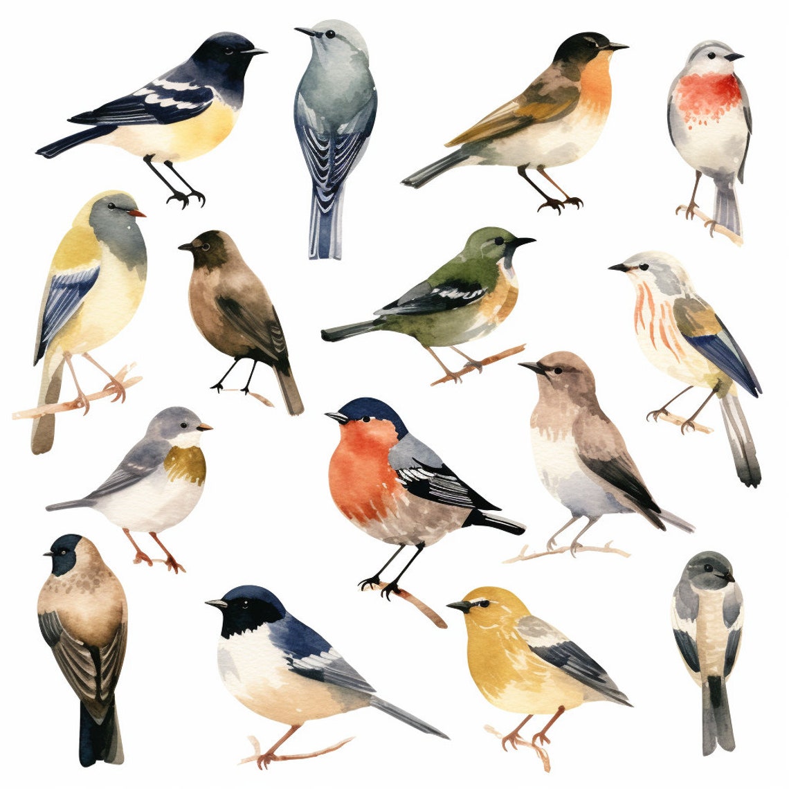 Set of 56, Watercolor Birds Clipart Bundle, Spring Birds Clipart, Birds ...
