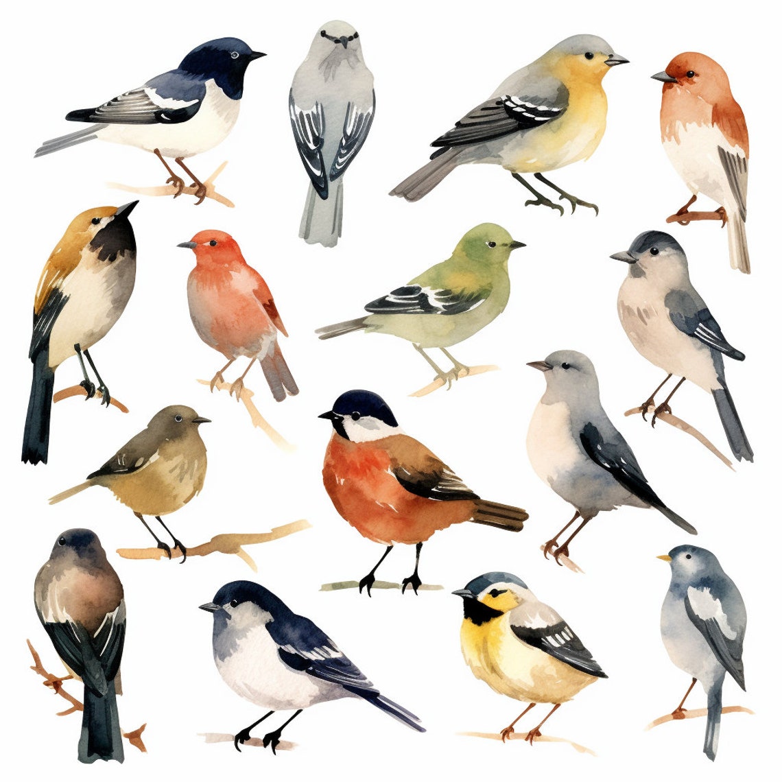 Set of 56, Watercolor Birds Clipart Bundle, Spring Birds Clipart, Birds ...