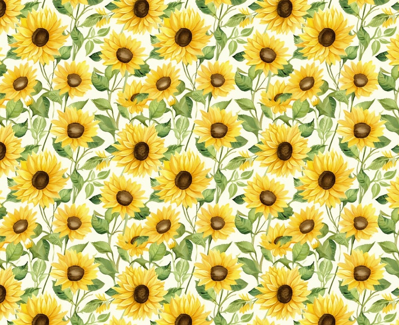 Watercolor Sunflower Digital Paper, Seamless Pattern Sunflower, Instant ...