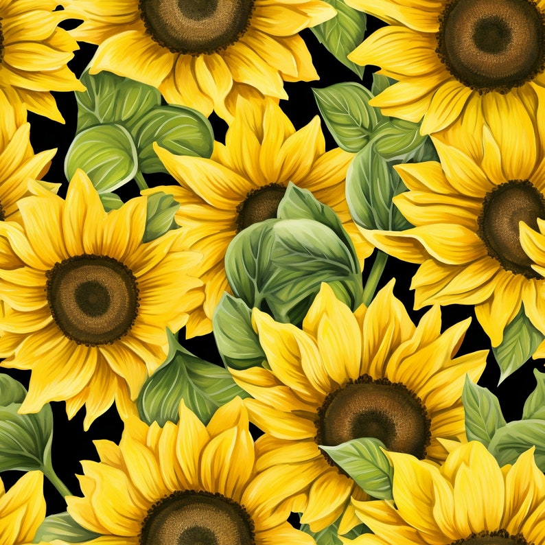 Watercolor Sunflower Digital Paper, Seamless Pattern Sunflower, Instant ...