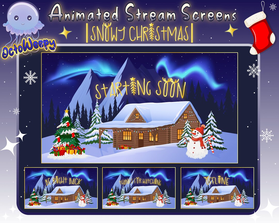 Animated Christmas Twitch Stream Screen Overlay snowy - Etsy
