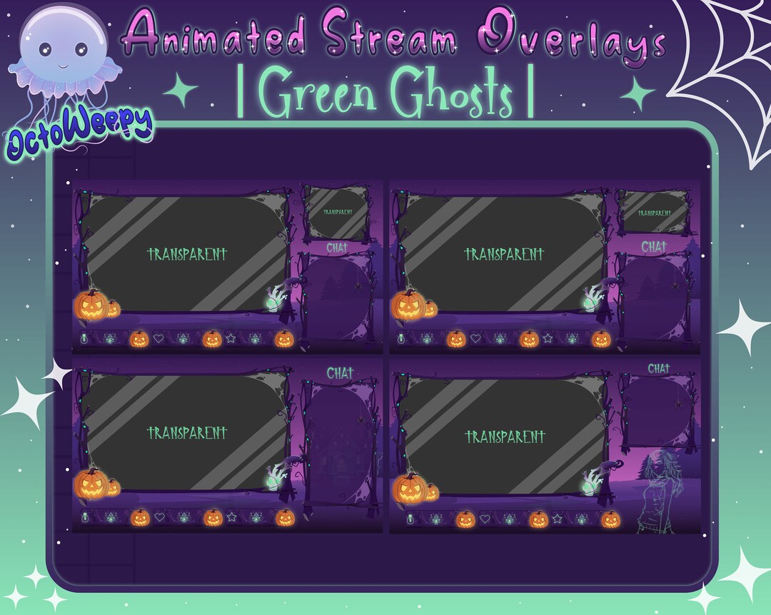 5x Animated Spooky Halloween Twitch Screen Overlay Premade Borders ...