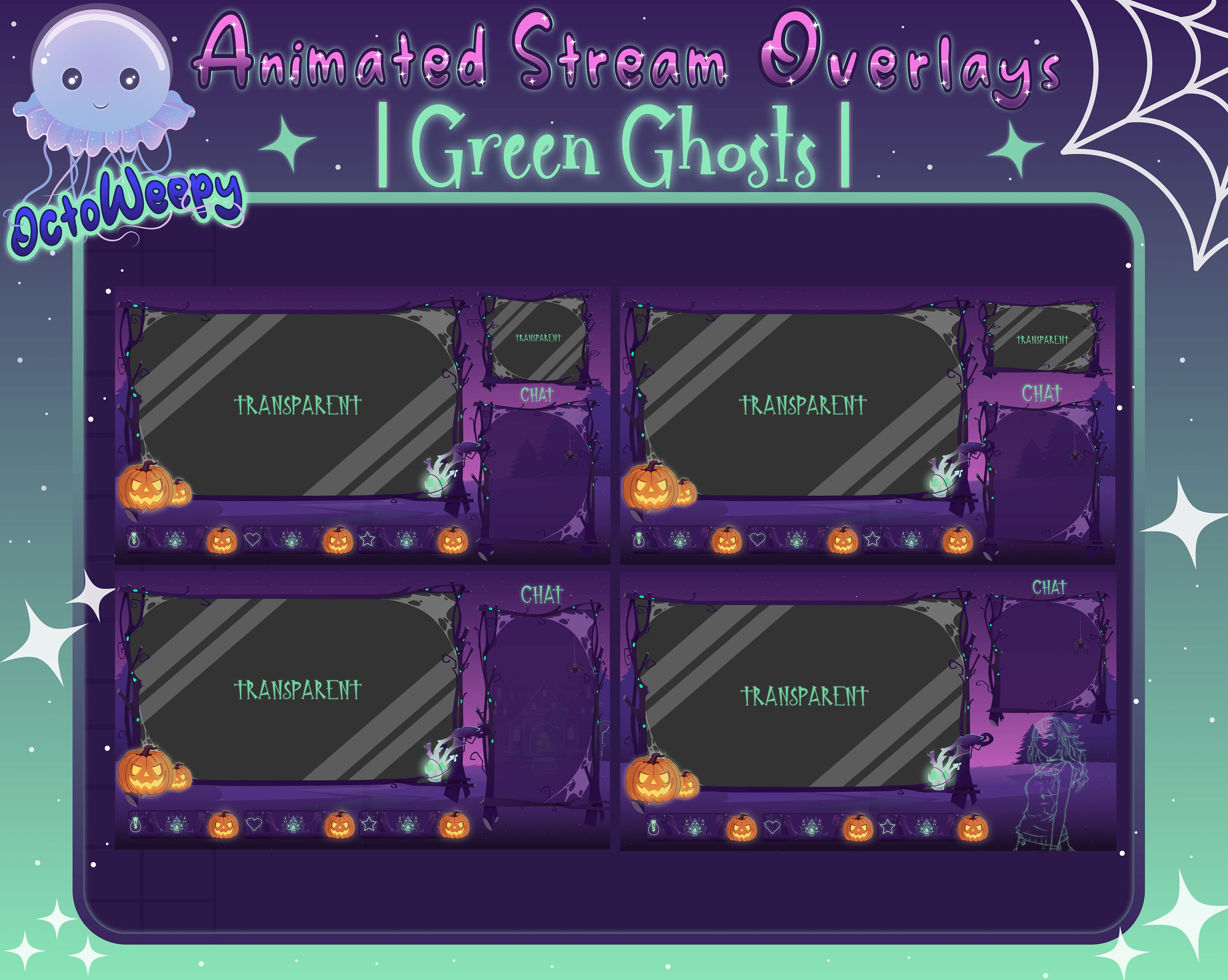 5x Animated Spooky Halloween Twitch Screen Overlay Premade Borders ...