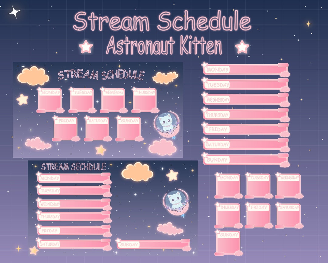 Pink Twitch Stream Schedule Weekly Template Cute Twitch Schedule ...