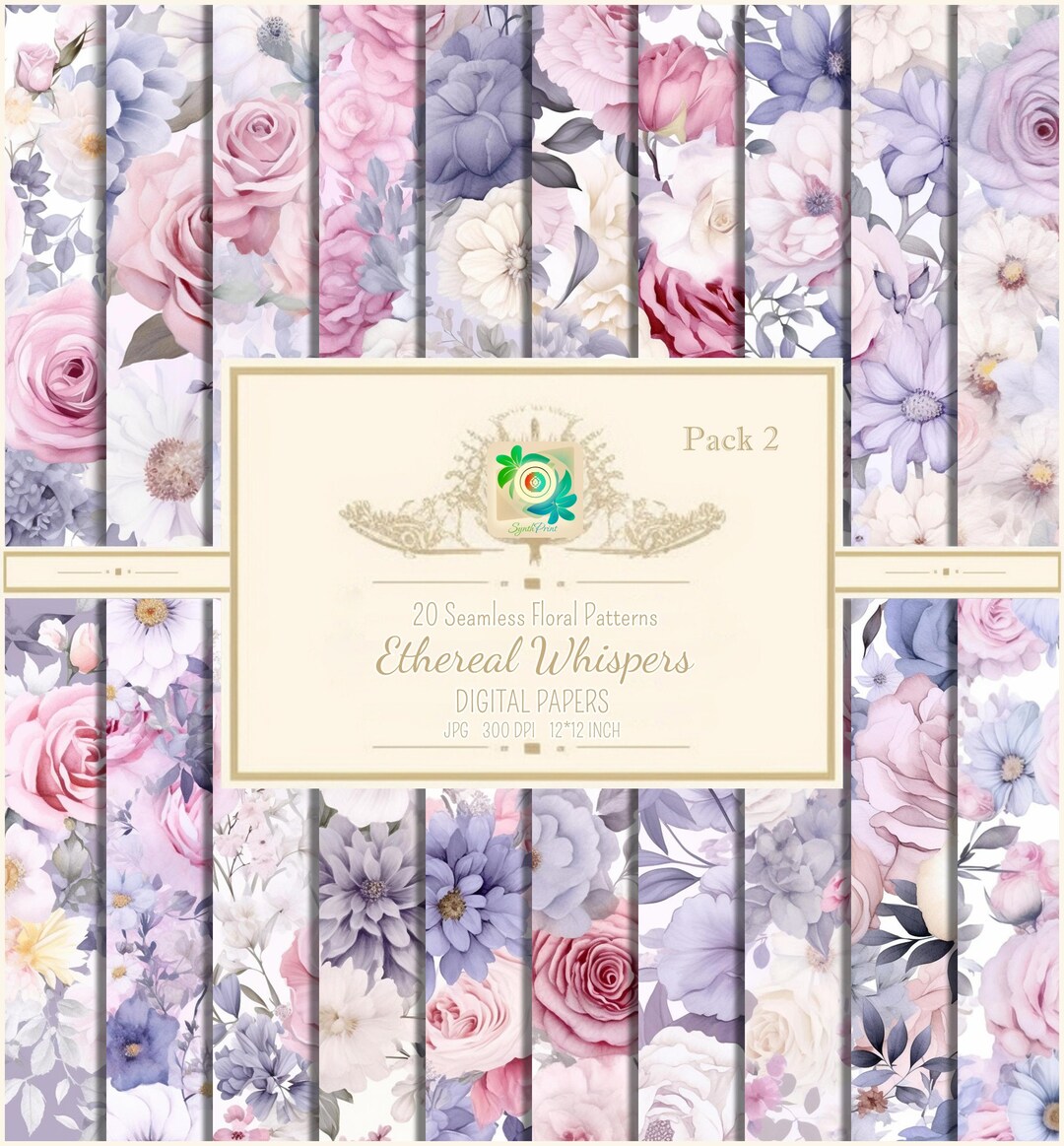 Seamless Watercolour Flower Patterns Digital Printable Paper Designs ...