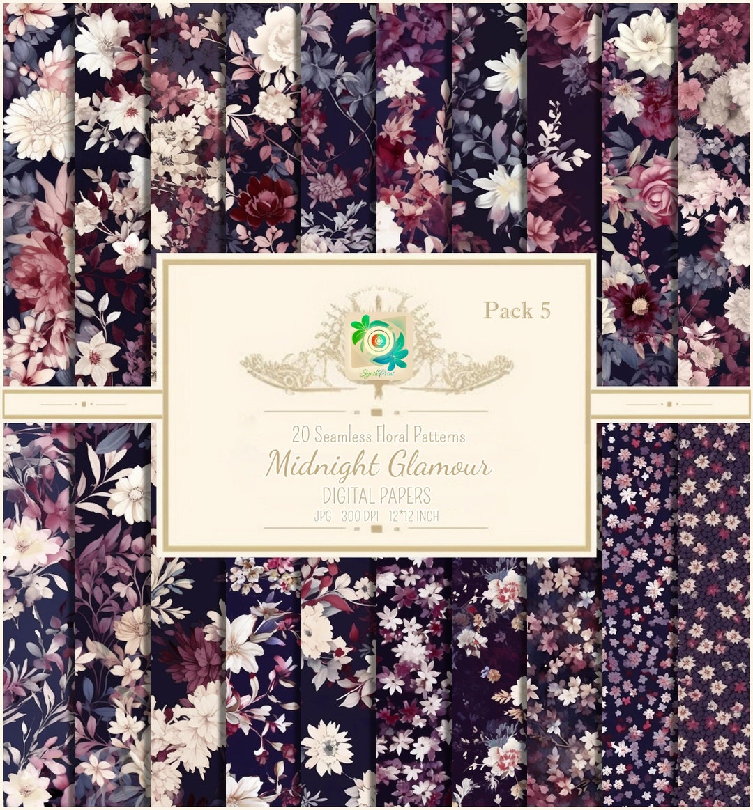 Seamless Watercolor Flower Patterns Digital Printable Floral Paper ...