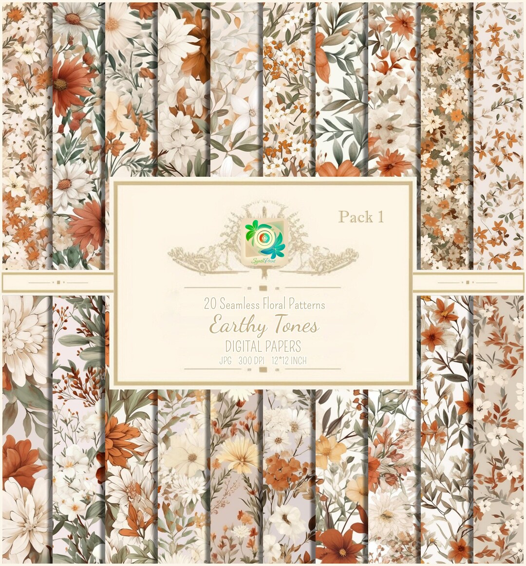 Seamless Watercolour Flower Patterns Digital Printable Paper Designs ...