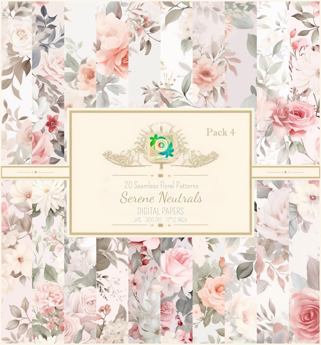 Seamless Watercolor Flower Patterns Digital Printable Floral Paper ...