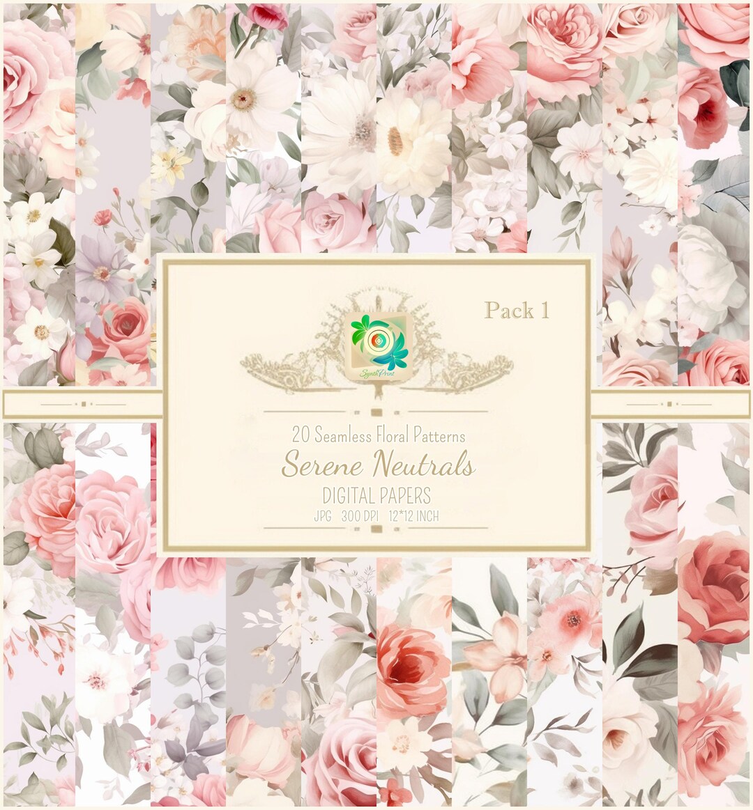 Seamless Watercolor Flower Patterns Digital Printable Floral Paper ...