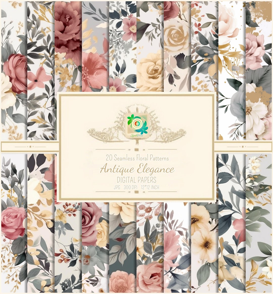 Seamless Watercolour Flower Patterns Download Digital Printable Paper ...