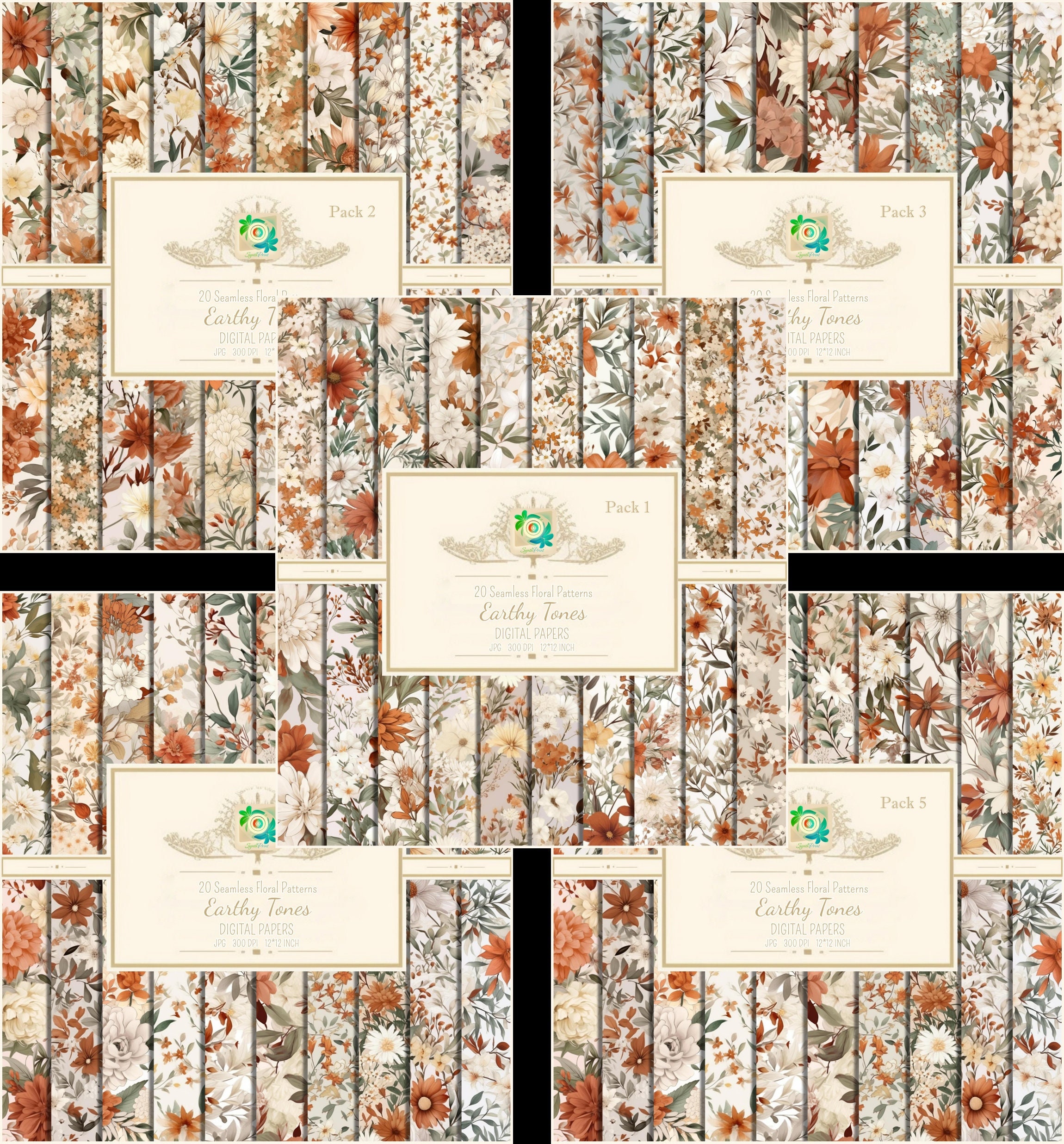 Sage Green Floral Backgrounds for Crafts for DIY Seamless Watercolour ...