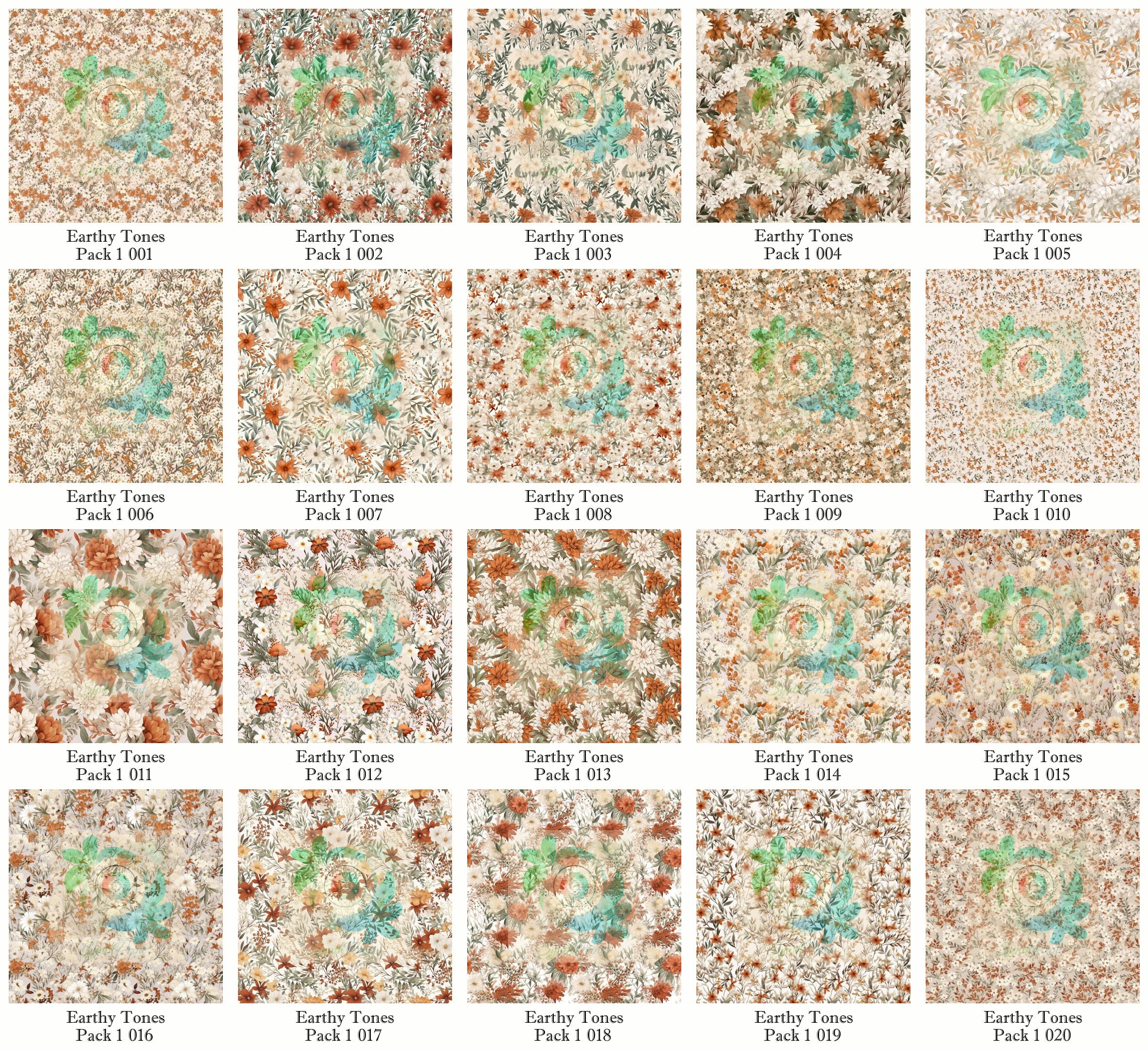 Seamless Watercolour Flower Patterns Digital Printable Paper Designs ...