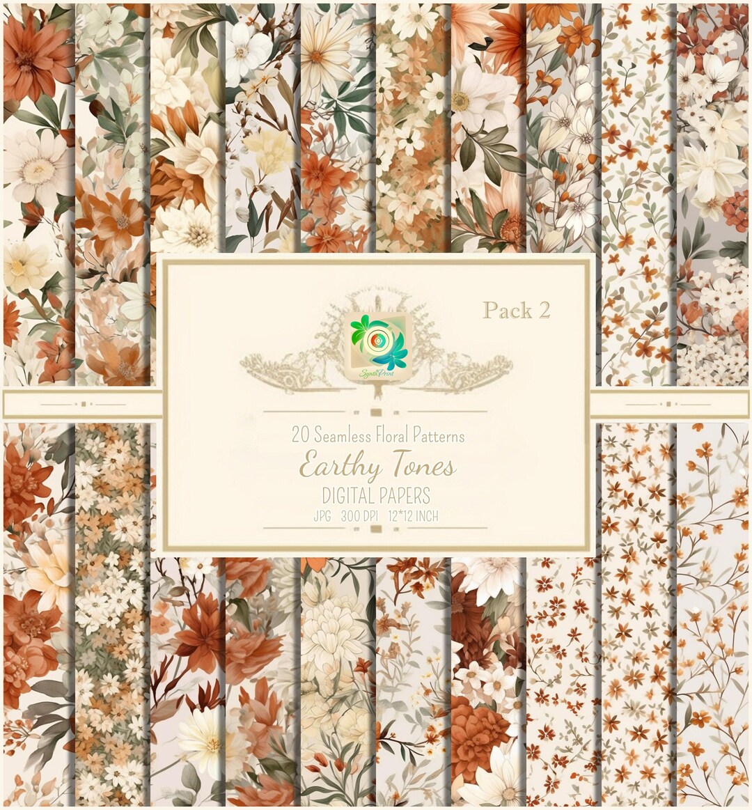 Seamless Watercolour Flower Patterns Digital Printable Paper Designs ...