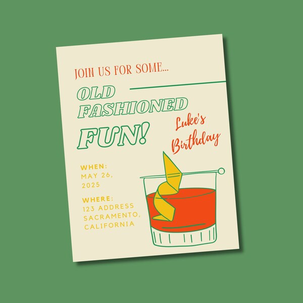 Old Fashioned Drink Invitation - Etsy