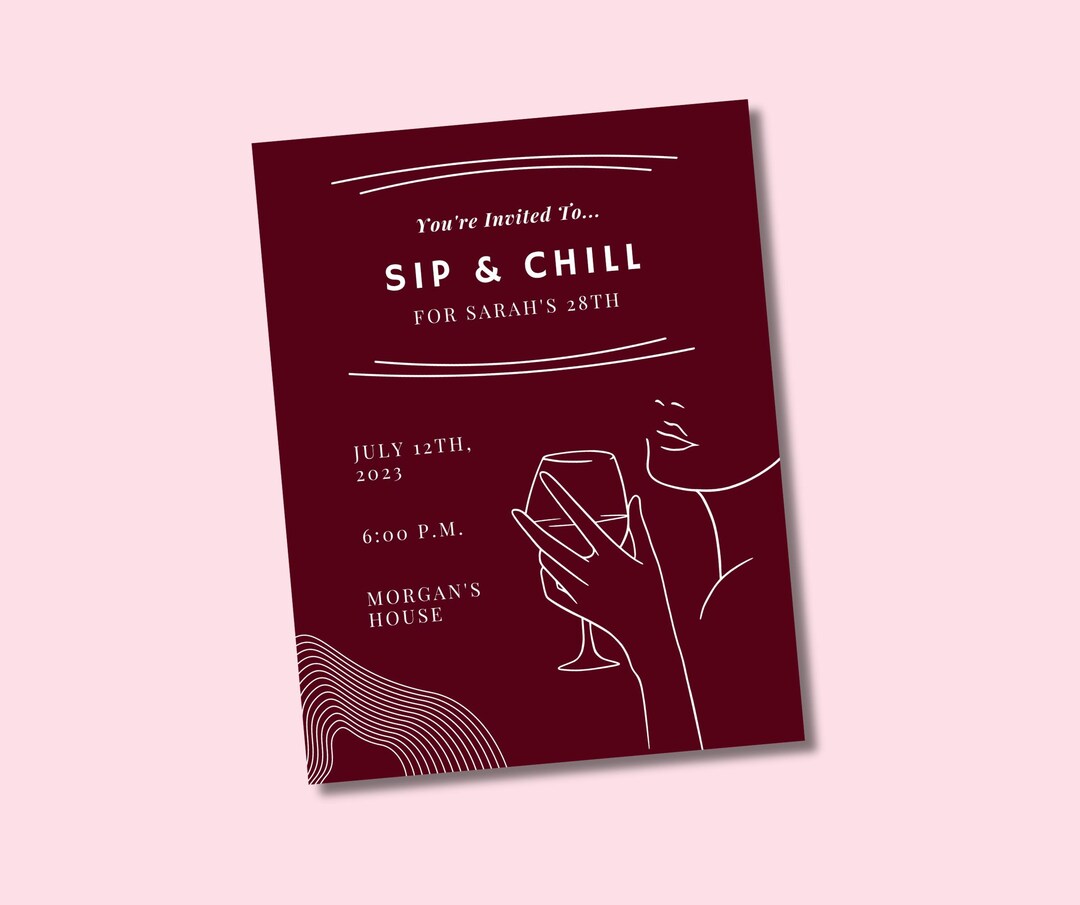 Sip and Chill Invitation - Etsy