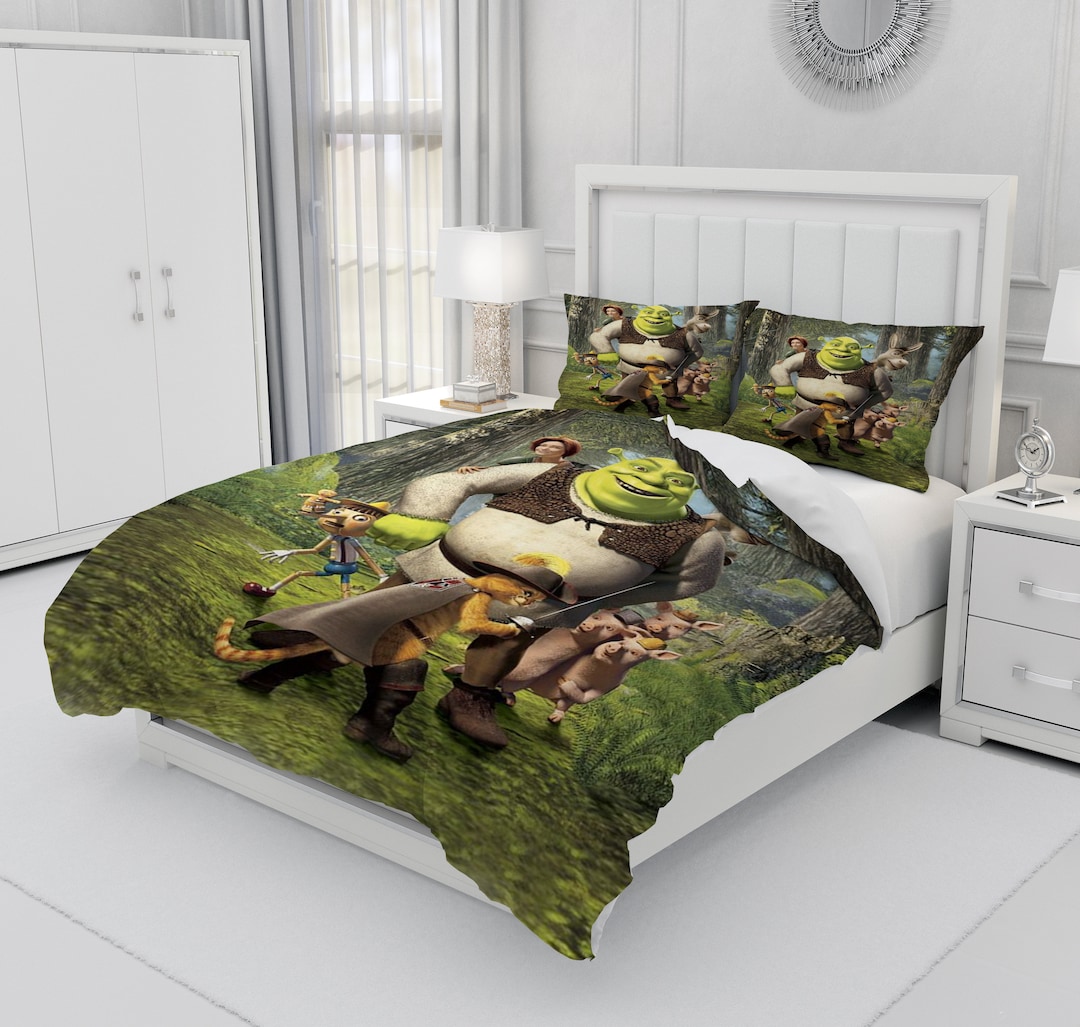 Shrek, Personalized Bedding Three Piece Set, Custom Down Duvet and ...