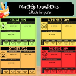 Editable Classroom Monthly Newsletter Templates - Etsy