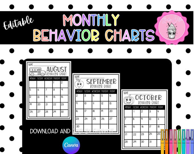 Monthly Behavior Charts - Etsy