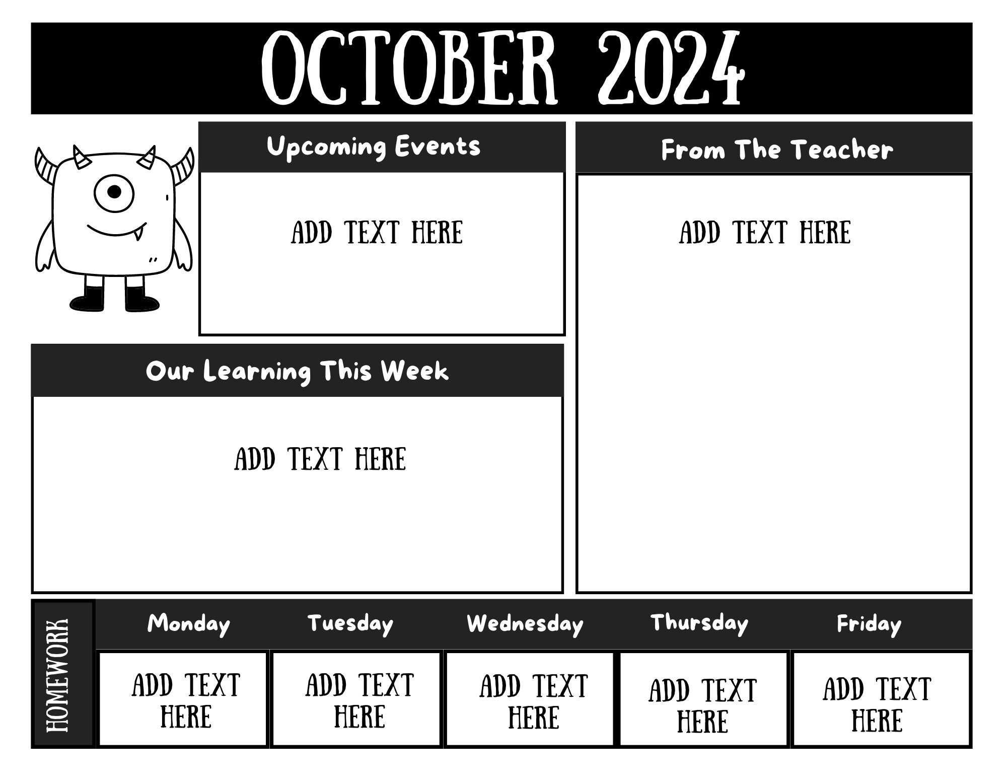 Editable Classroom Monthly Newsletter Templates - Etsy