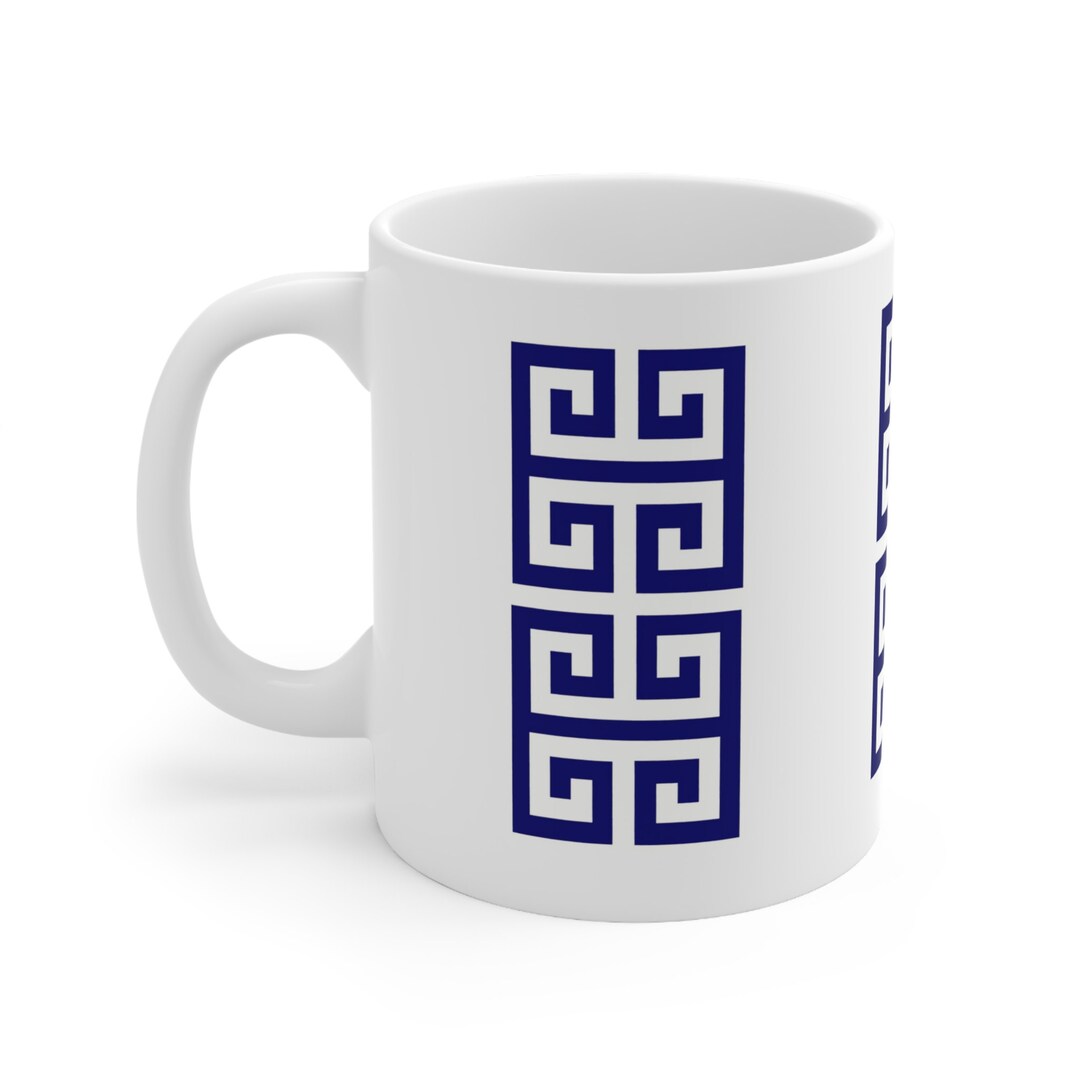 Greek Key Coffee Mug 3: Navy Meander Pattern, Architect Design - Etsy