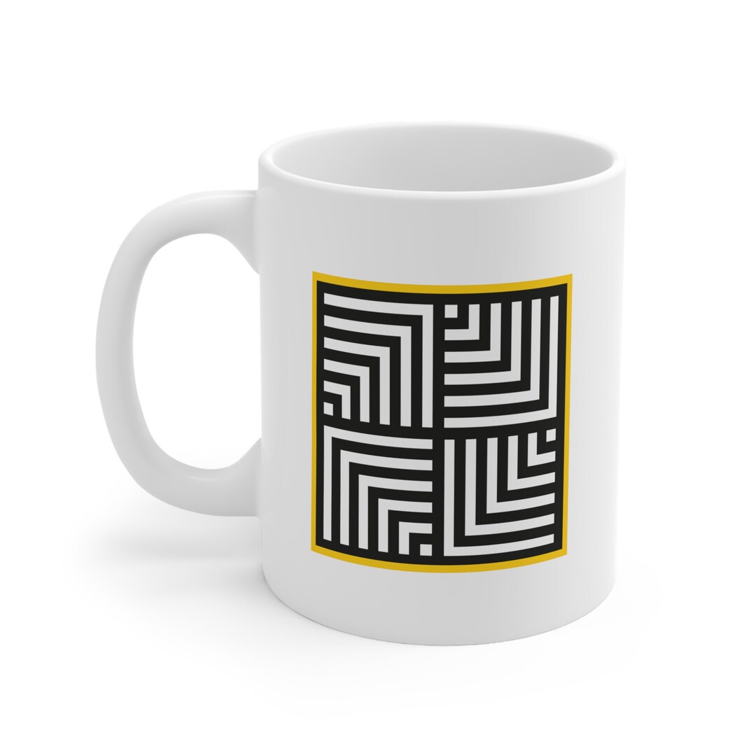 Yellow Square Maze Coffee Mug 2 - Architect Design - Yellow Accent - Etsy