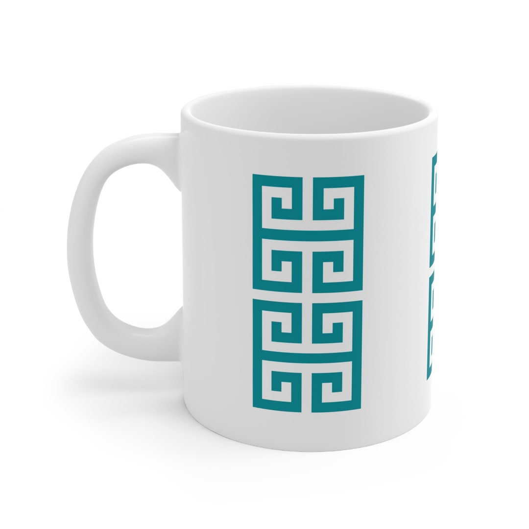 GREEK KEY MUG - Aqua 6 | Coffee Mug | Anniversary Gift | Housewarming ...