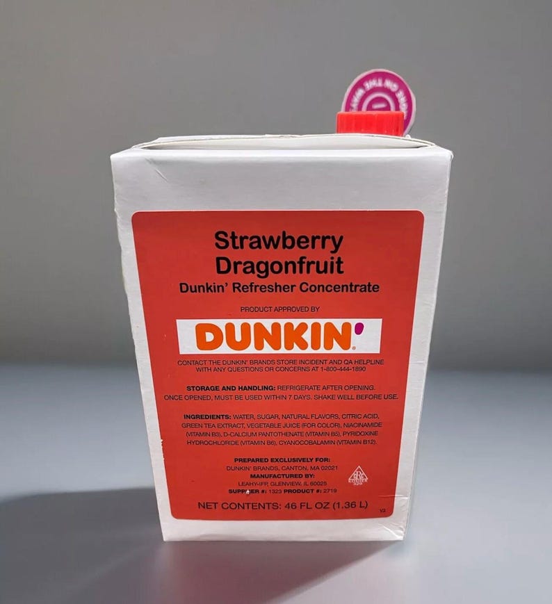 Dunkin' Strawberry Dragonfruit Refresher Concentrate Sealed - 46oz (NEW ...